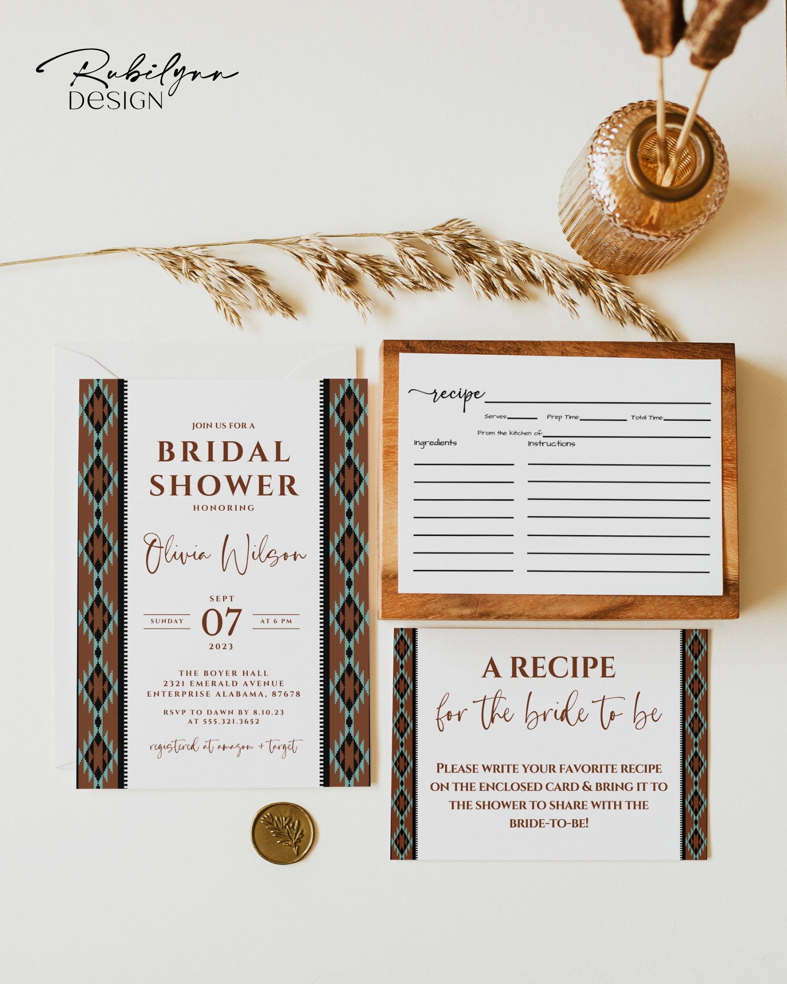 Southwestern Aztec Western Bridal Shower Invitation Suite, Terracotta ...