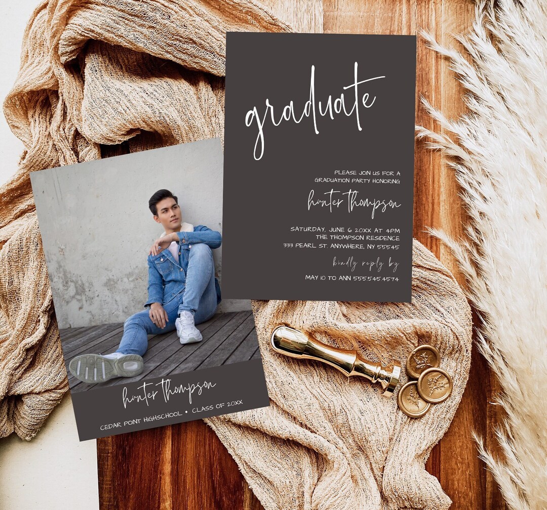 Graduation Party Invitation Boho Graduation Photo Invite - Etsy