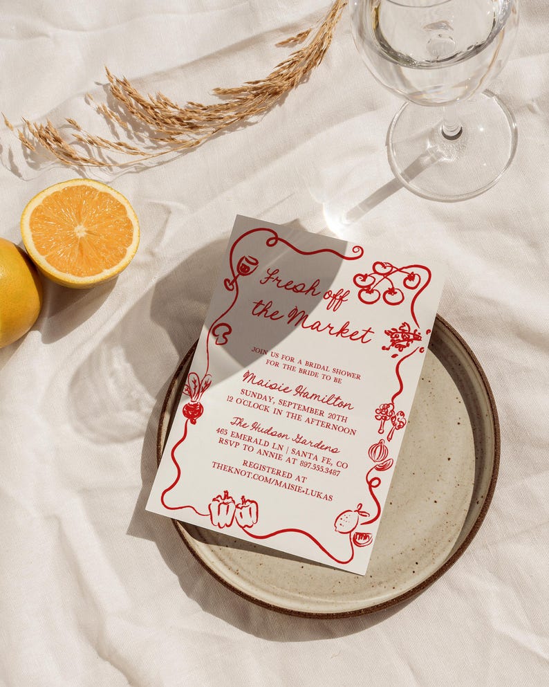 Off the Market Bridal Shower Invitation Template, Editable Hand Drawn ...