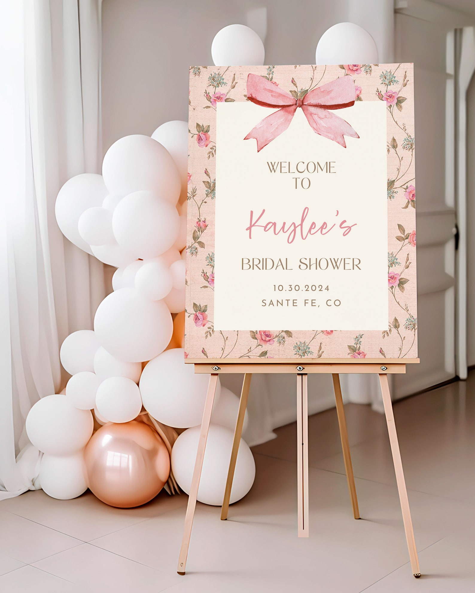 DIY Editable Coquette Shabby Chic Bridal Shower Sign, Customizable ...