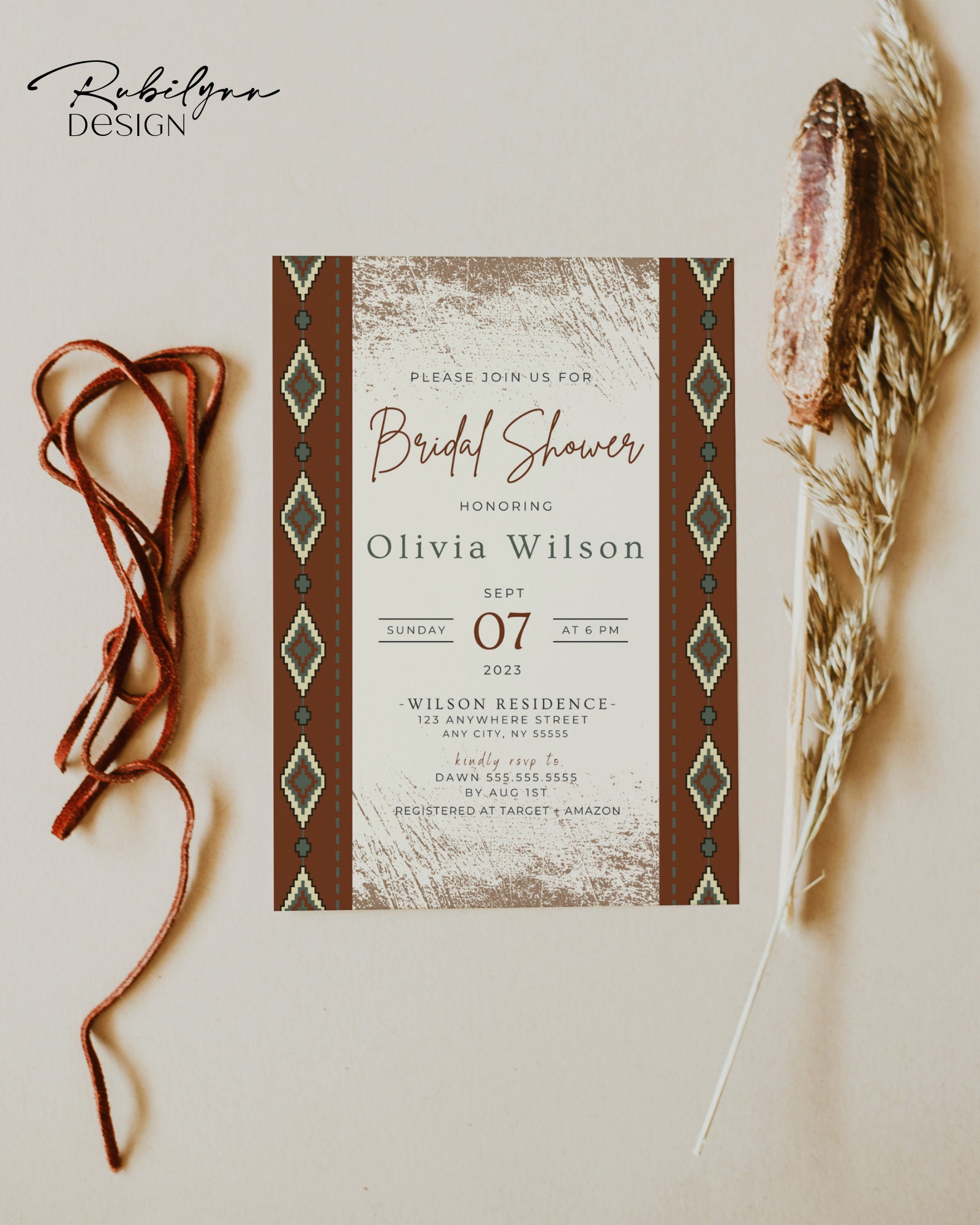 Southwestern Bridal Shower Invitation, Western Terracotta Invitation ...