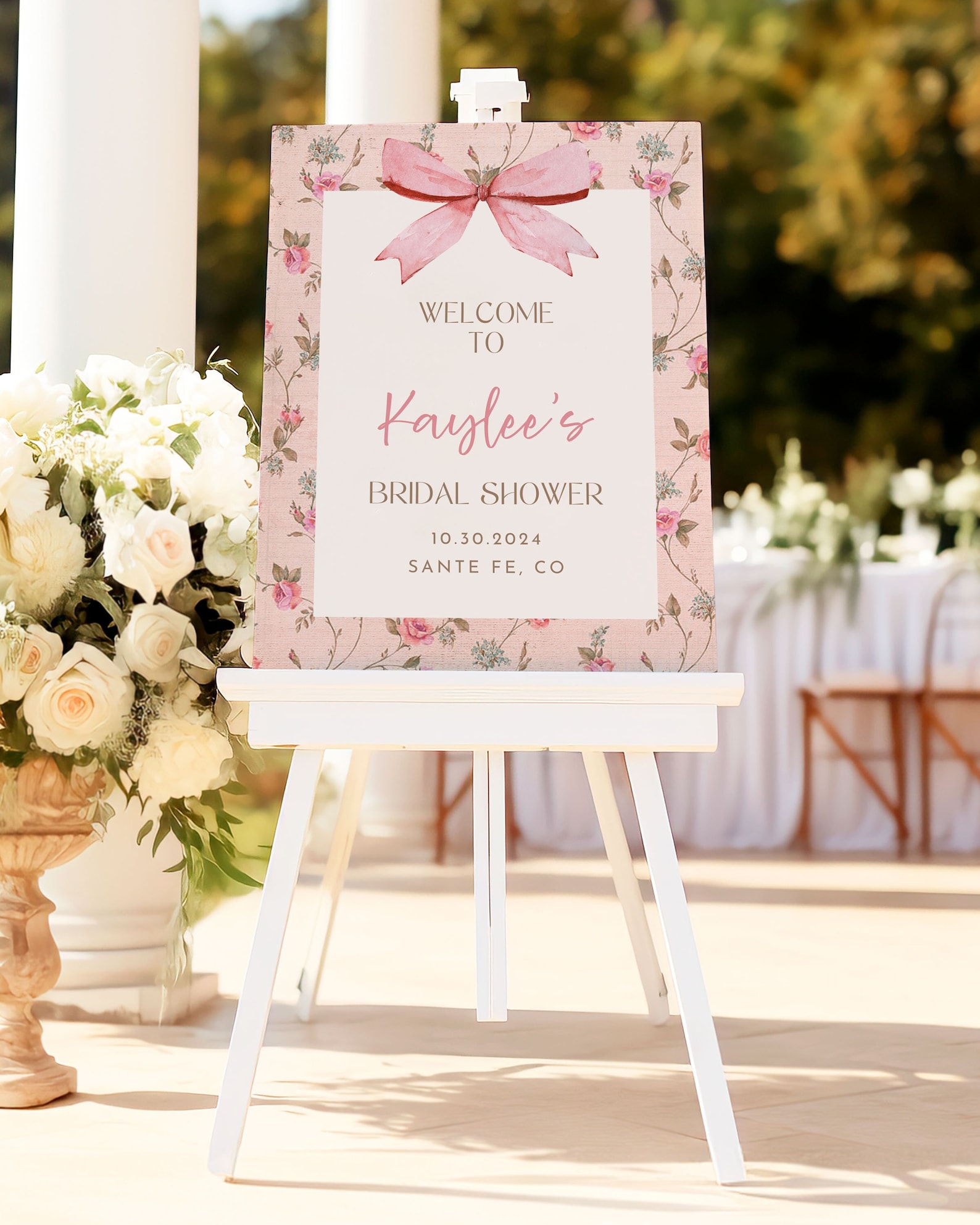 DIY Editable Coquette Shabby Chic Bridal Shower Sign, Customizable ...