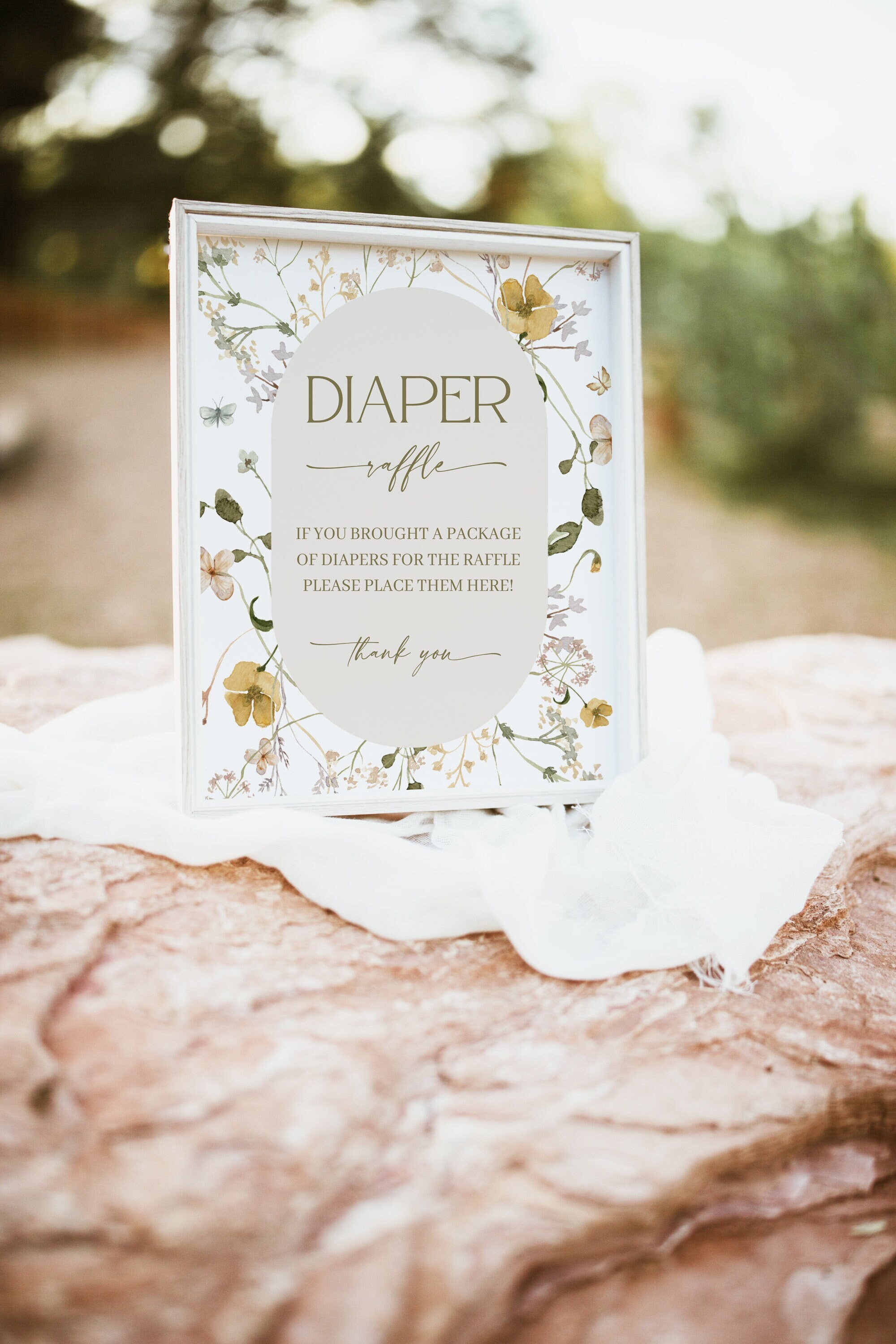 Wildflower Baby Shower Diaper Raffle Sign and Raffle Tickets, Diaper ...