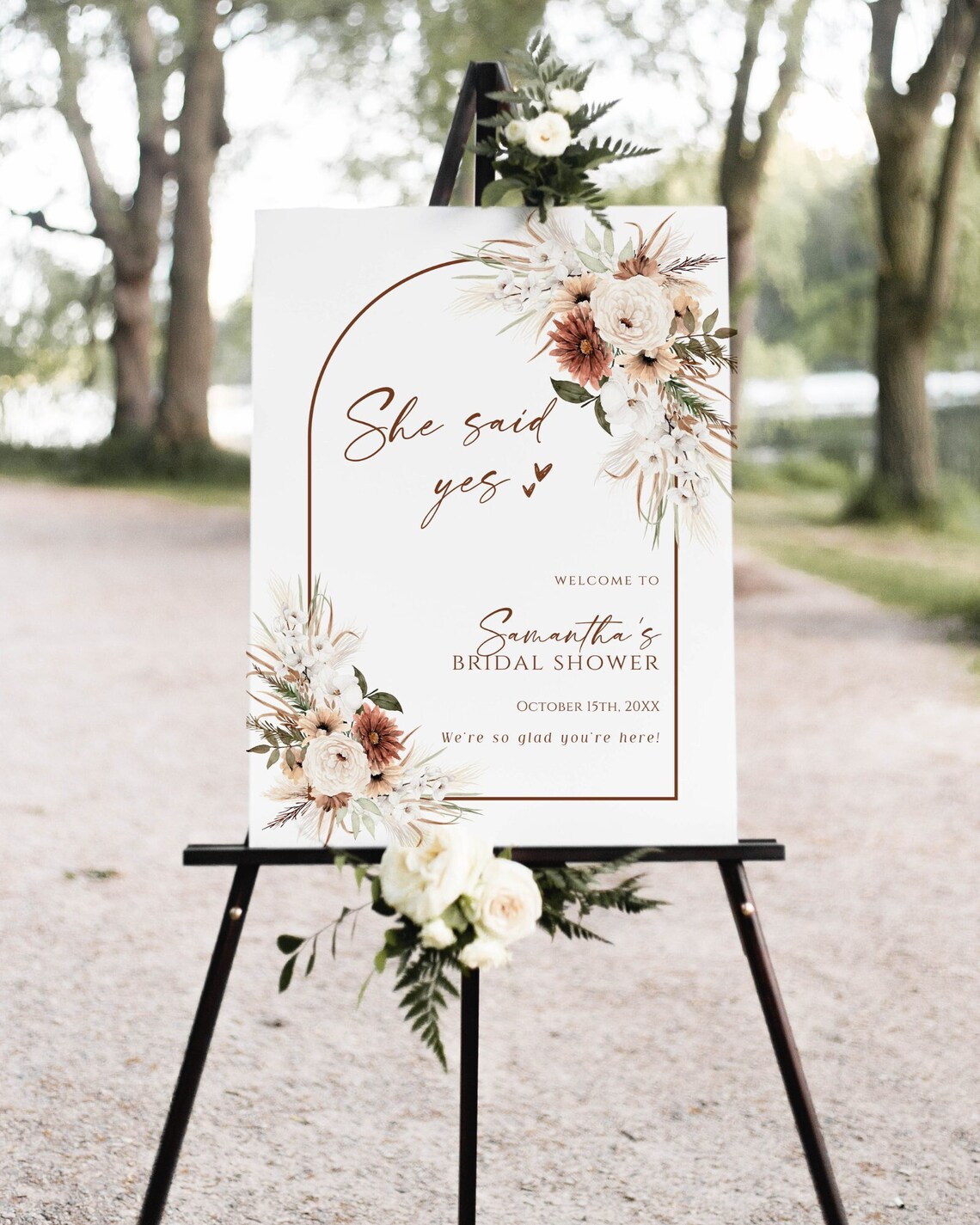 Boho Bridal Shower Welcome Sign, Rustic Floral Bridal Shower Welcome ...