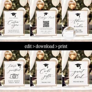 Graduation Party Sign Bundle, Editable Grad Party Templates, Printable ...