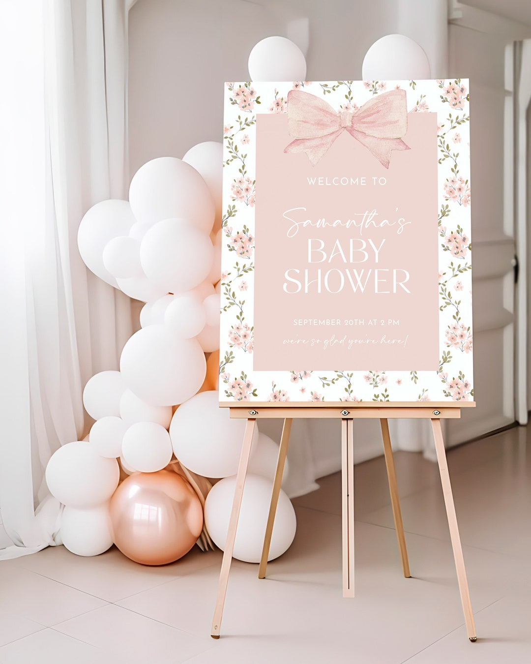 Shabby Chic Baby Shower Welcome Sign Template, Customizable Vintage ...