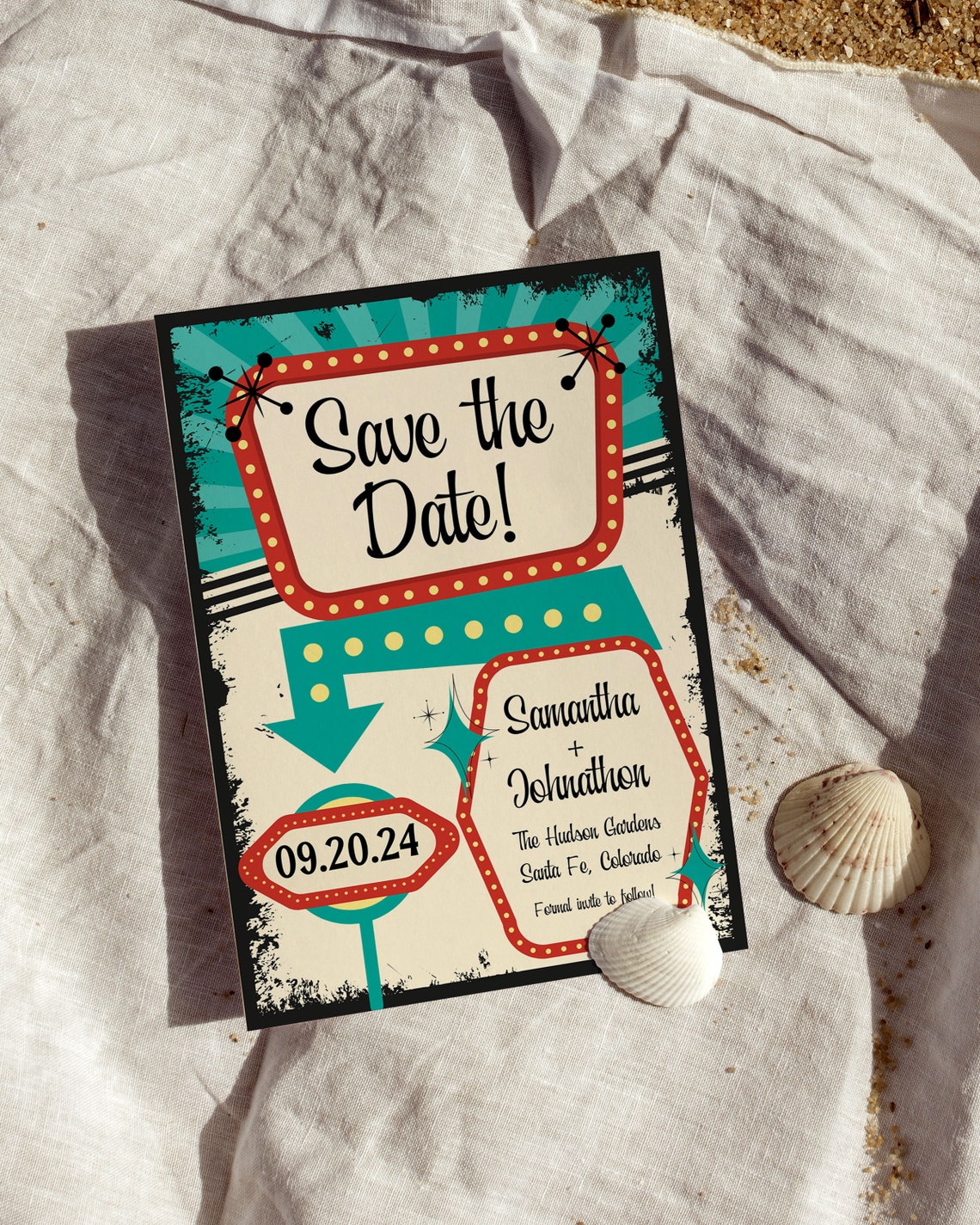 Retro Save the Date Invitation Template 1950's Themed Party Invite DIY ...