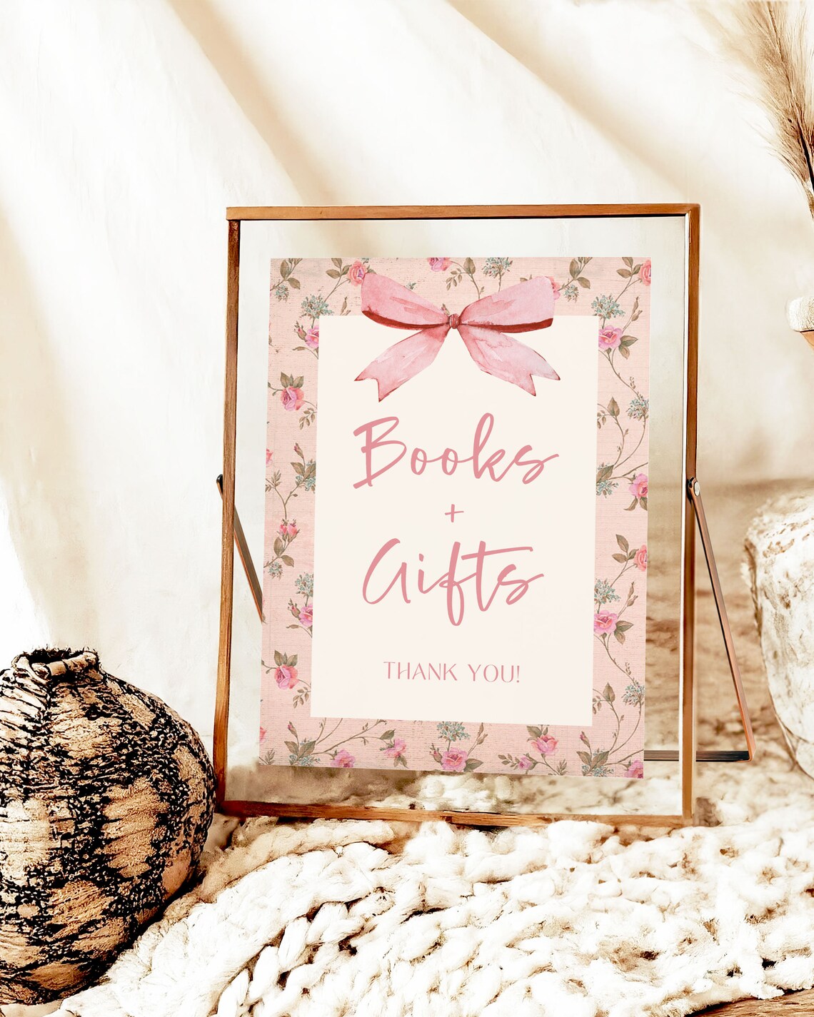 DIY Printable Shabby Chic Books and Gifts Sign, Editable Coquette ...