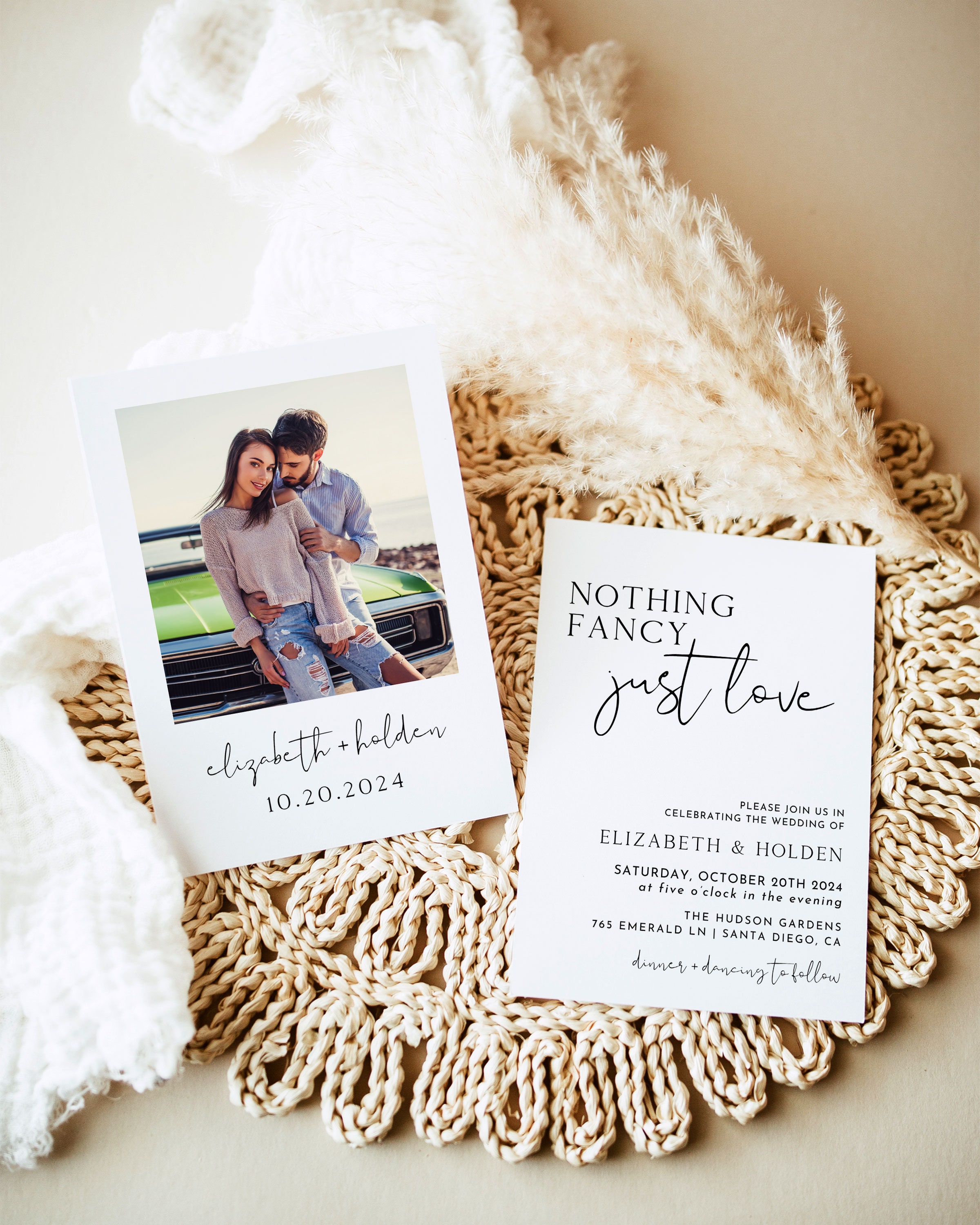 Modern Minimalist Wedding Invitation Template, DIY Editable Photo Event ...