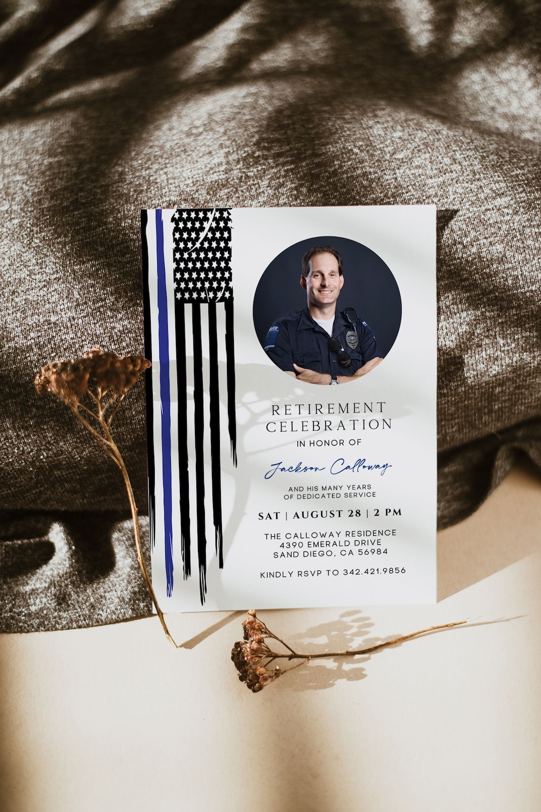Police Retirement Invitation Template DIY Editable Printable Police ...