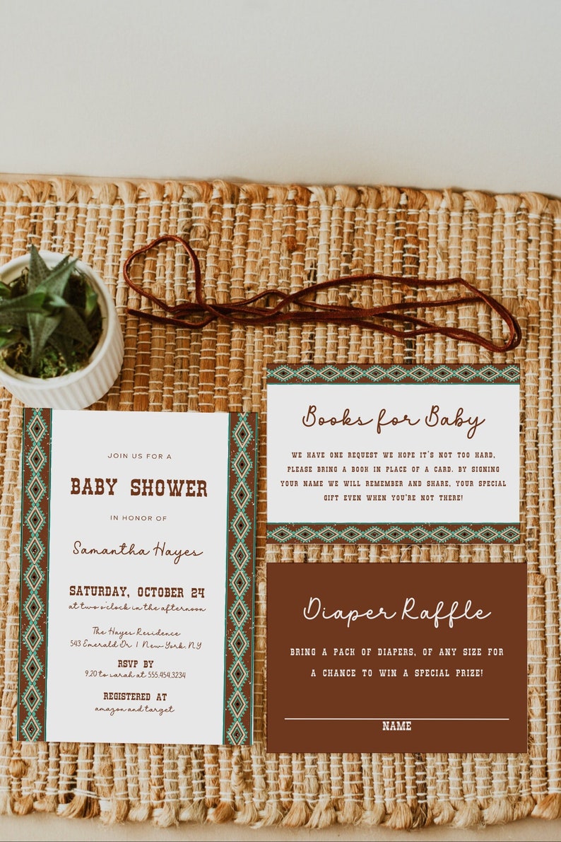 Aztec Western Baby Shower Invitation | Terracotta Aztec Invitations ...