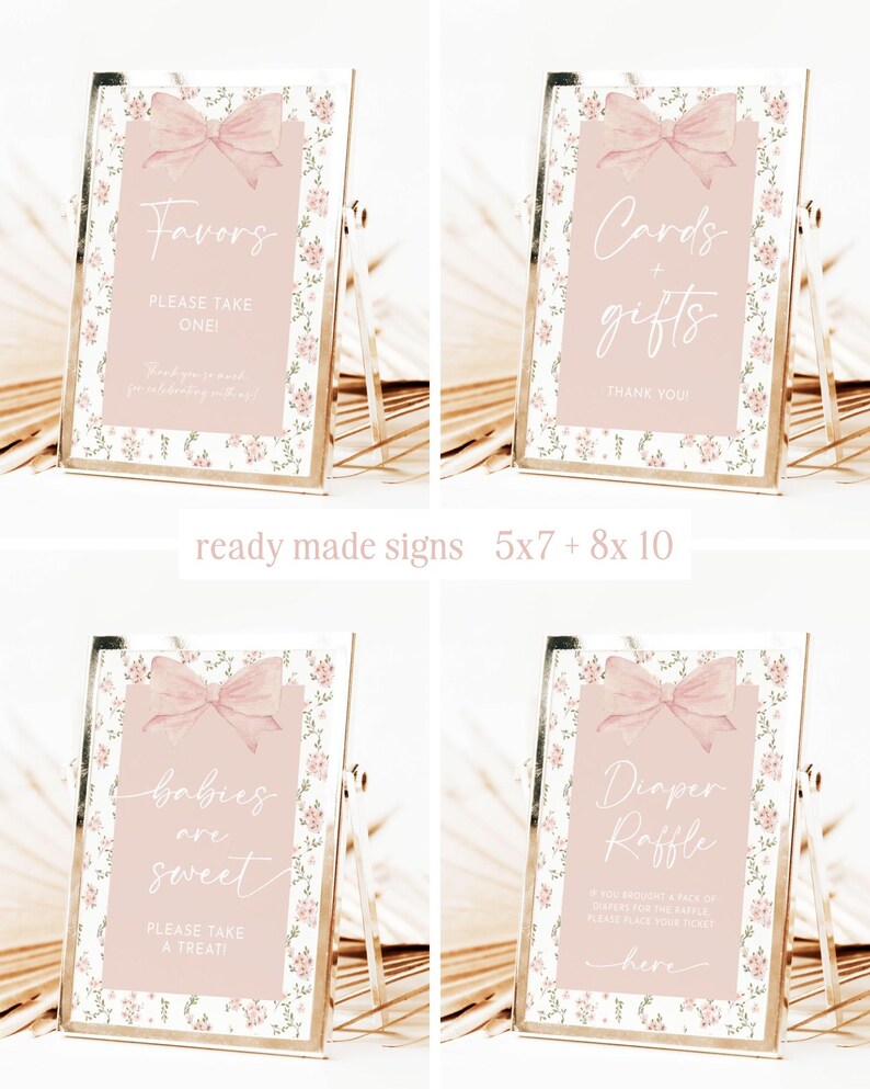DIY Editable Coquette Shabby Chic Baby Shower Invitation Bundle ...