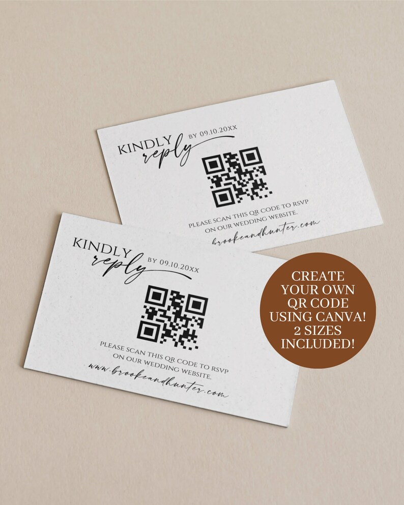 Minimalist QR Code Response Card, QR Code Response Card, RSVP Online ...