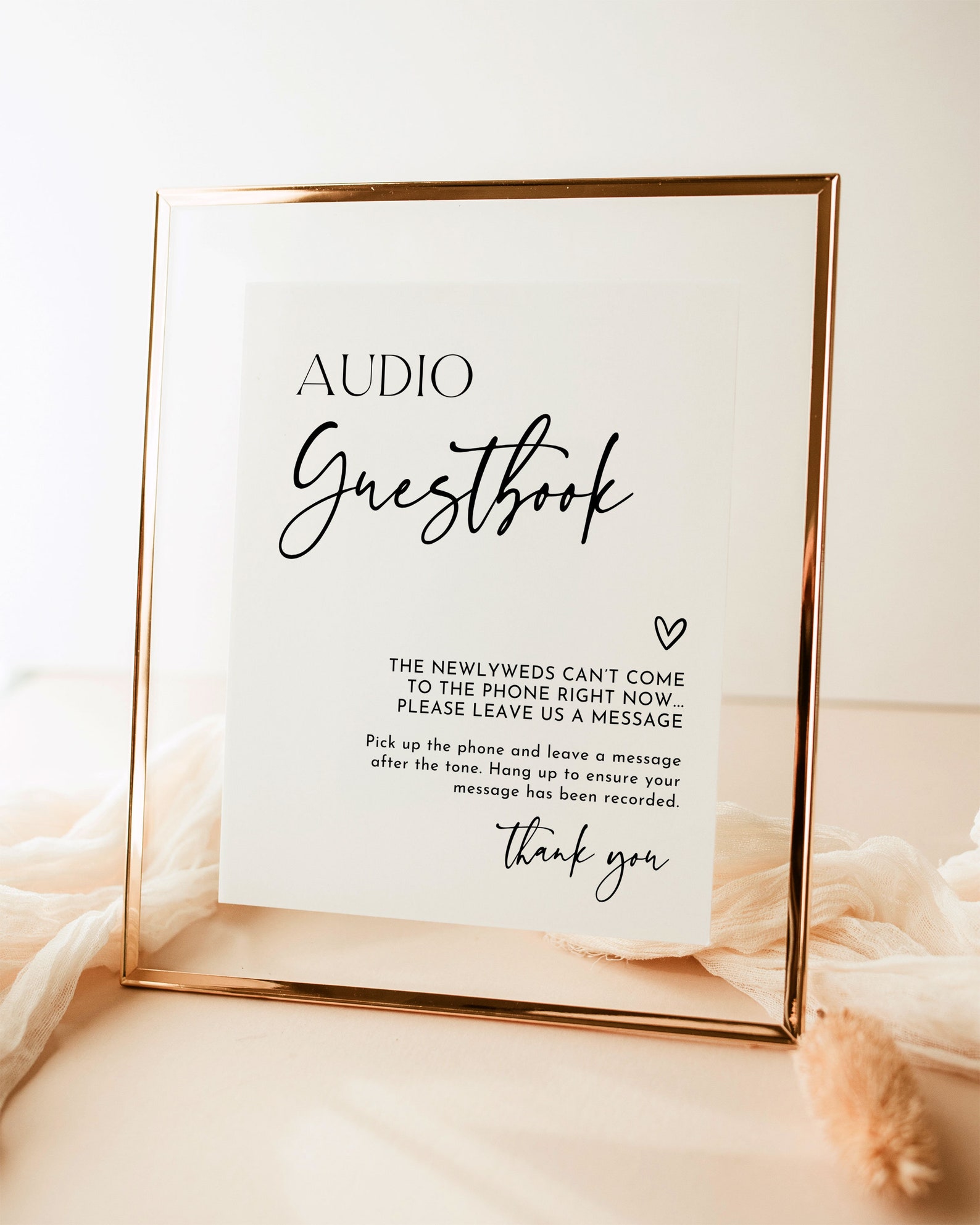 Modern Audio Guestbook Sign Template, Minimalist Phone Message Wedding ...
