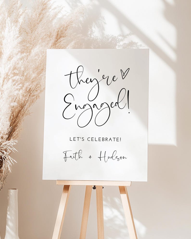 They're Engaged Sign Engagement Party Sign Printed + Shipped Modern ...