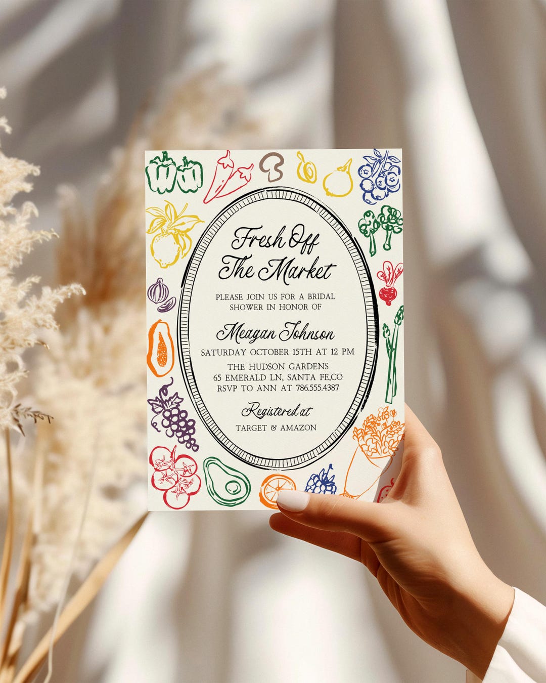 Off the Market Bridal Shower Invitation Template, Editable Hand Drawn ...