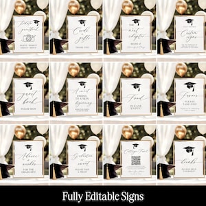 Graduation Party Sign Bundle, Editable Grad Party Templates, Printable ...