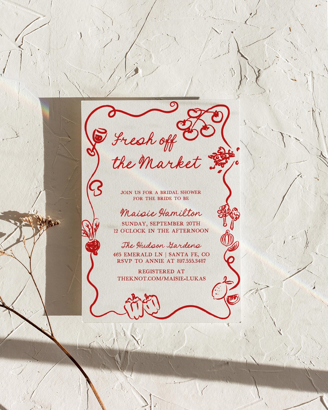 Off the Market Bridal Shower Invitation Template, Editable Hand Drawn ...