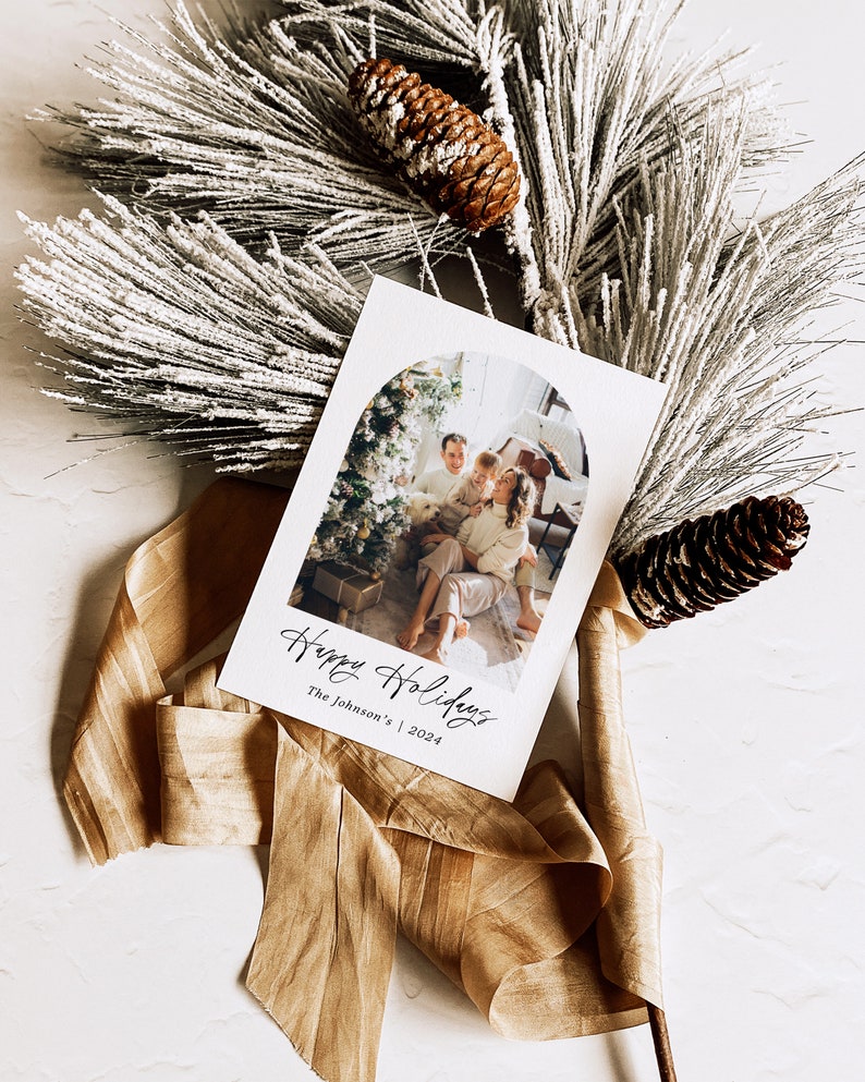 Happy Holidays Photo Card Modern Merry Christmas Postcard Printable New ...