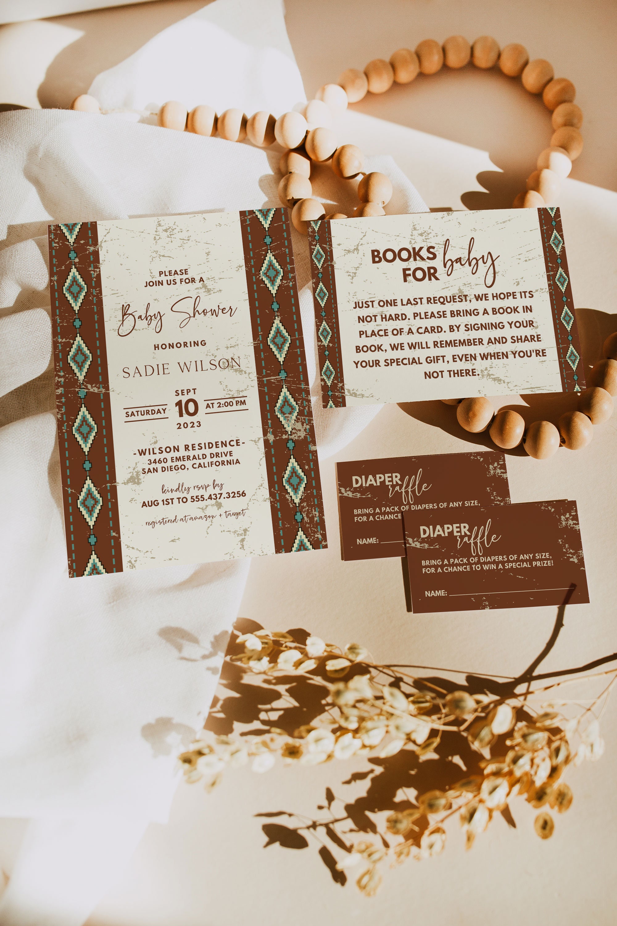 Aztec Western Baby Shower Invitation, Terracotta Aztec Invitations ...