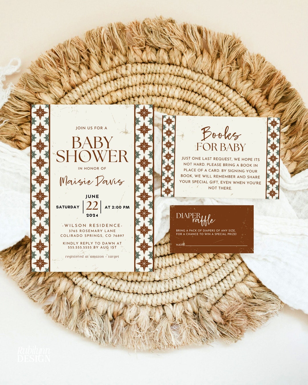 Aztec Western Baby Shower Invitation Terracotta Aztec Invitations ...