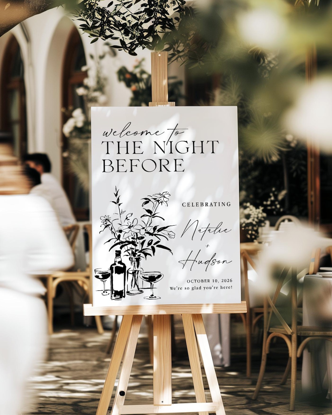 The Night Before Sign Whimsical Wedding Sign Hand Drawn Rehearsal ...
