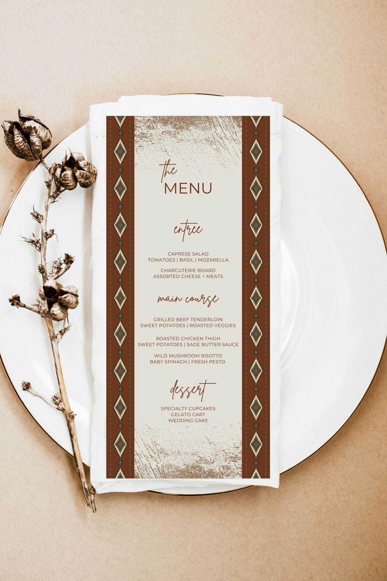 Western Aztec Wedding Menu, Rustic Wedding Menu, Southwestern Wedding ...