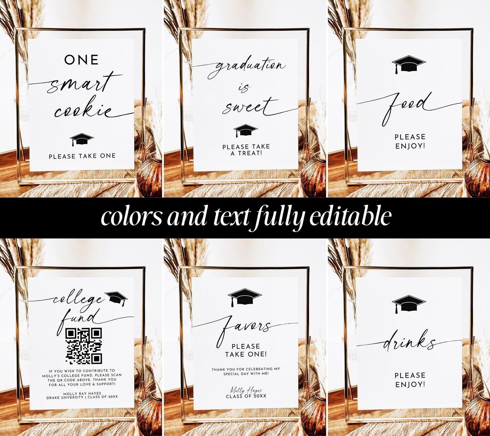 Graduation Party Sign Bundle, Editable Grad Party Templates, Printable ...