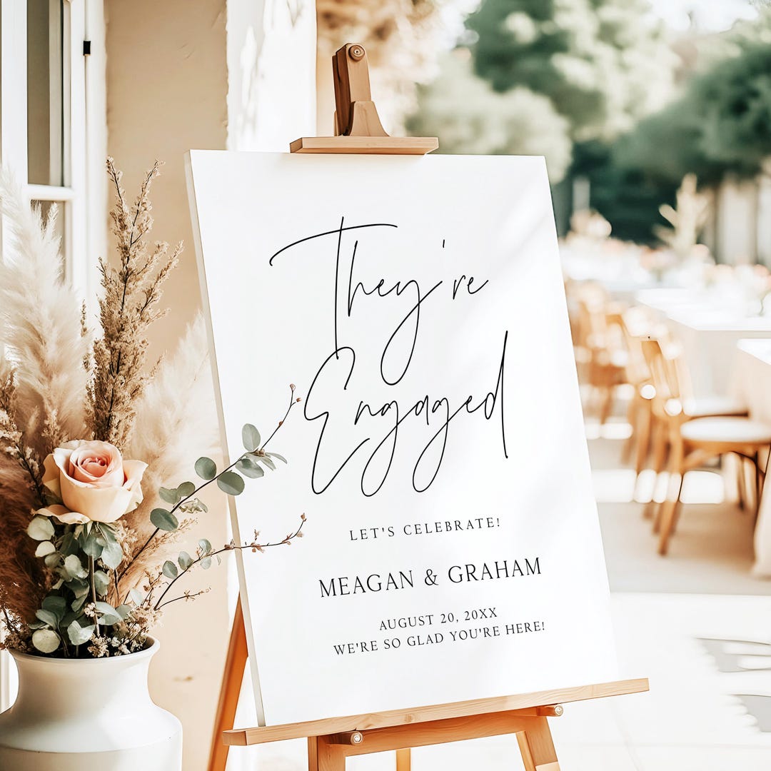 They're Engaged Sign Printable Engagement Party Welcome Sign Template ...