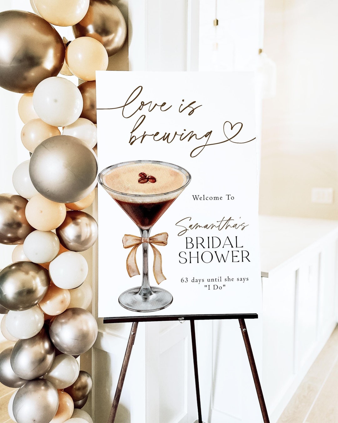 Love is Brewing Espresso Martini Bridal Shower Welcome Sign Template ...