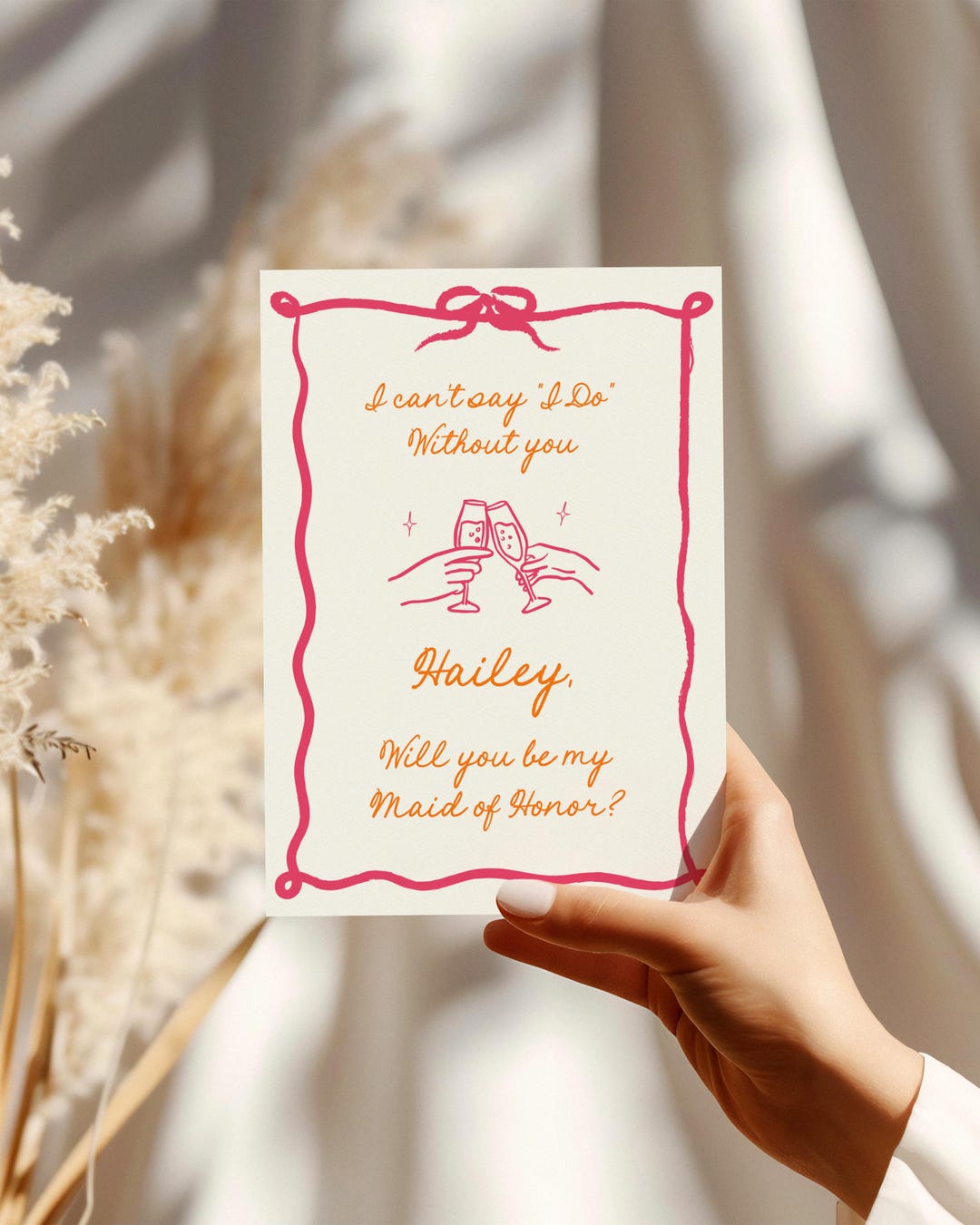 Bridesmaid Proposal Card Template, Hand Drawn Doodle Will You Be My ...