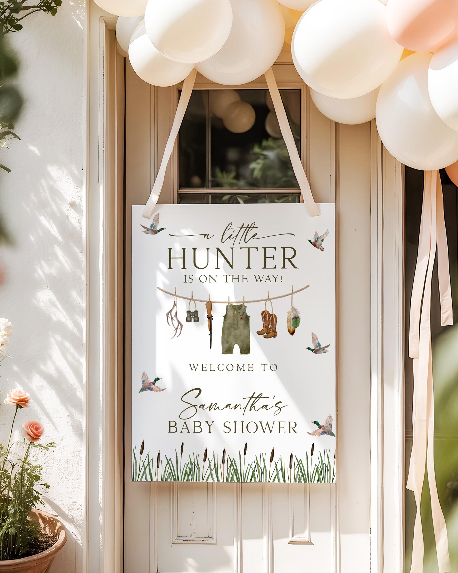 Duck Hunting Baby Shower Welcome Sign, A Little Hunter is on the Way ...