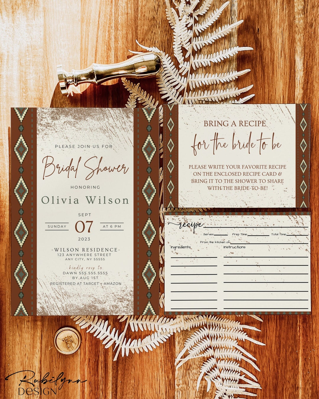 Southwestern Bridal Shower Invitation, Western Terracotta Invitation ...