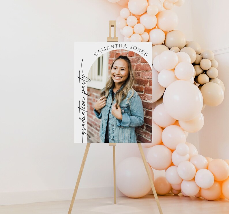 Arch Photo Graduation Welcome Sign Template Editable Grad - Etsy