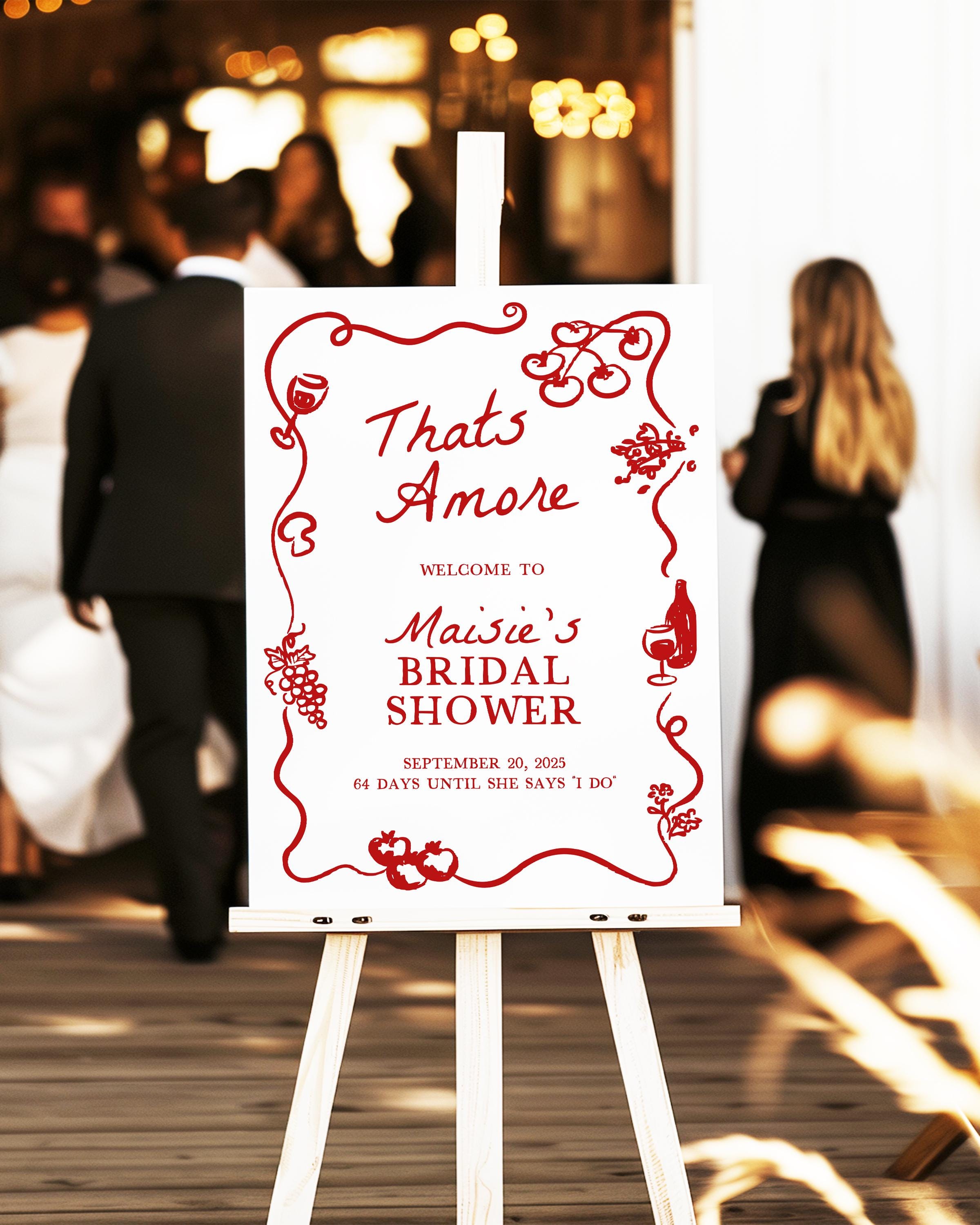 Thats Amore Party Welcome Sign Template, Hand Drawn French Style ...