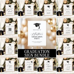 Graduation Party Sign Bundle, Editable Grad Party Templates, Printable ...