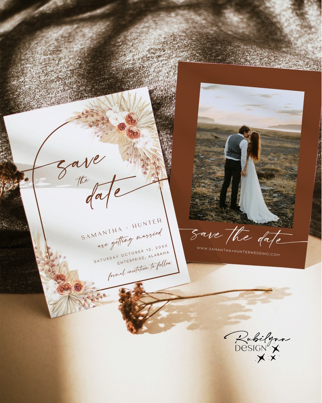 Boho Save the Date Template, Modern Save the Date, Terracotta Save the ...