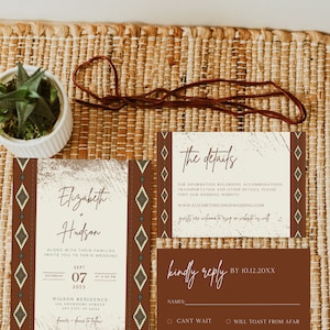 Aztec Western Wedding Invitation Suite, Southwestern Wedding Invitation ...