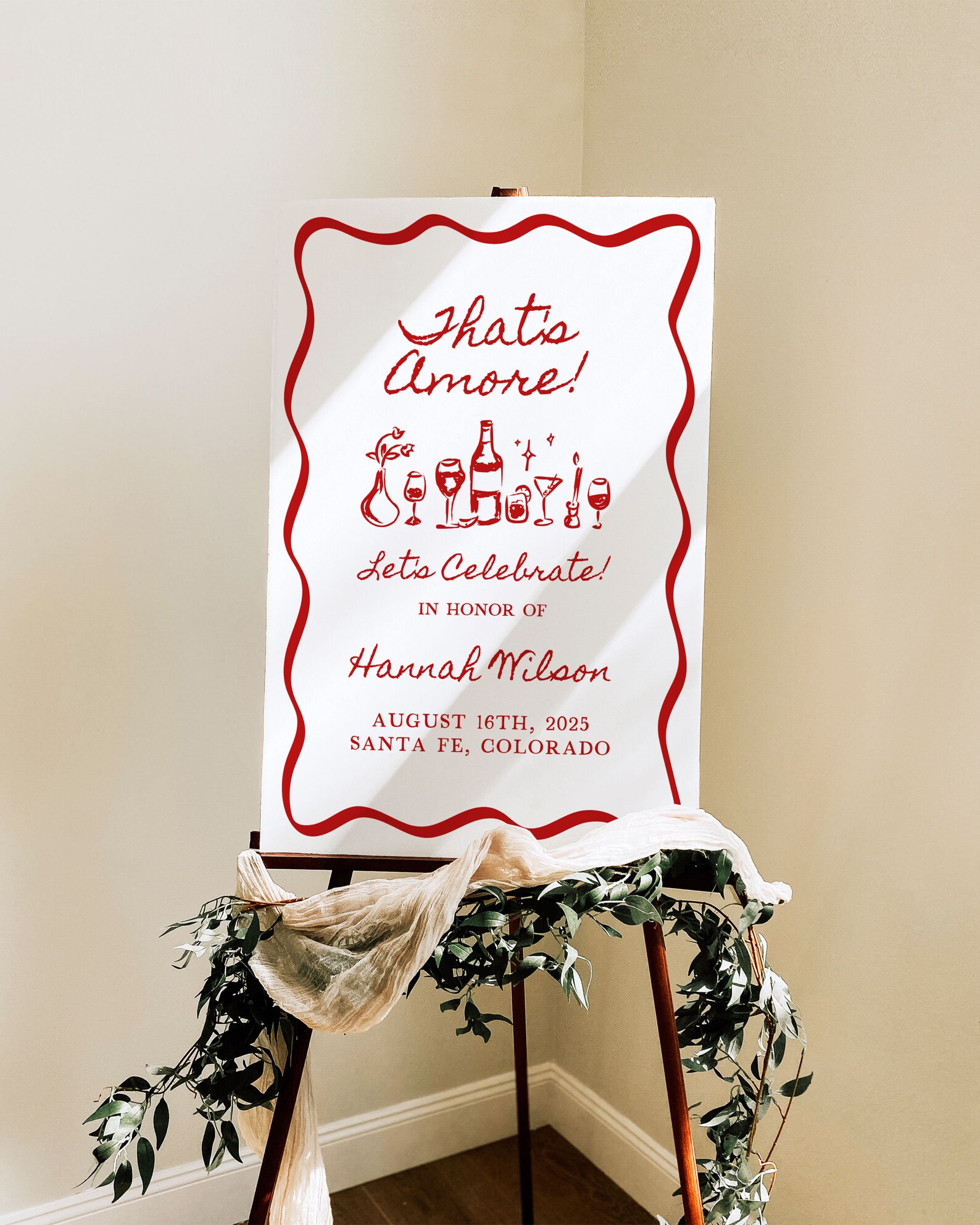 Thats Amore Party Welcome Sign Template, Hand Drawn French Style ...