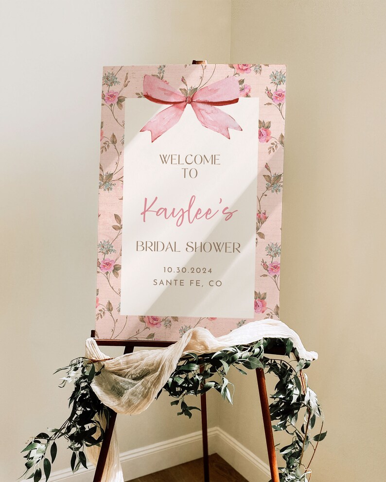DIY Editable Coquette Shabby Chic Bridal Shower Sign, Customizable ...