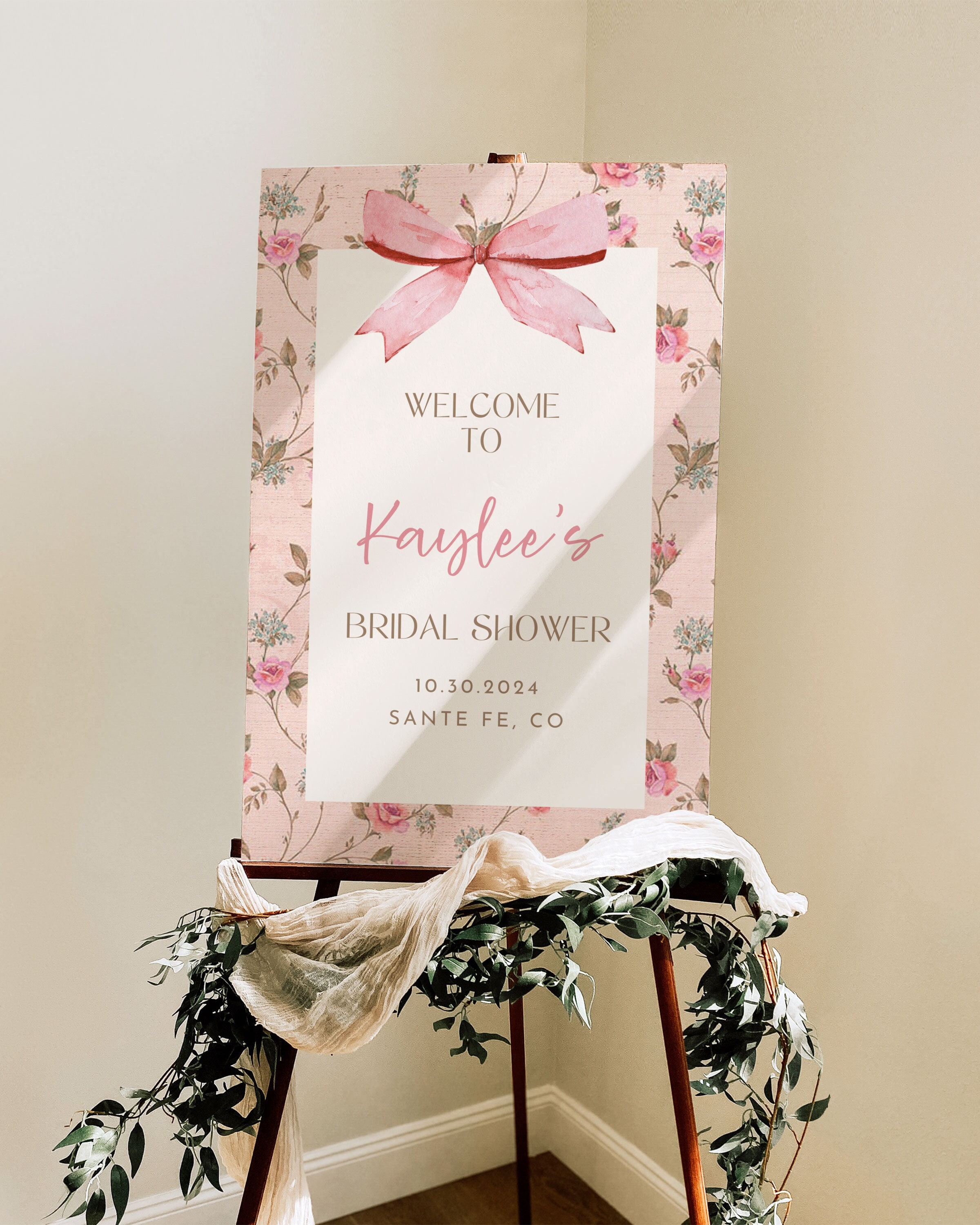 DIY Editable Coquette Shabby Chic Bridal Shower Sign, Customizable ...