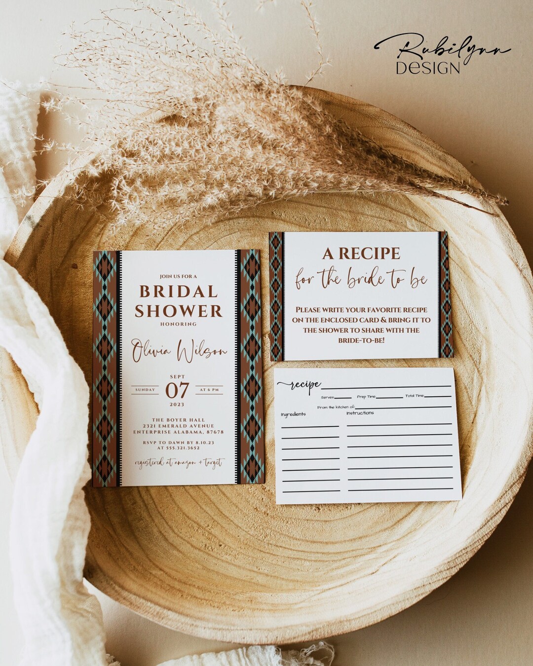 Southwestern Aztec Western Bridal Shower Invitation Suite, Terracotta ...