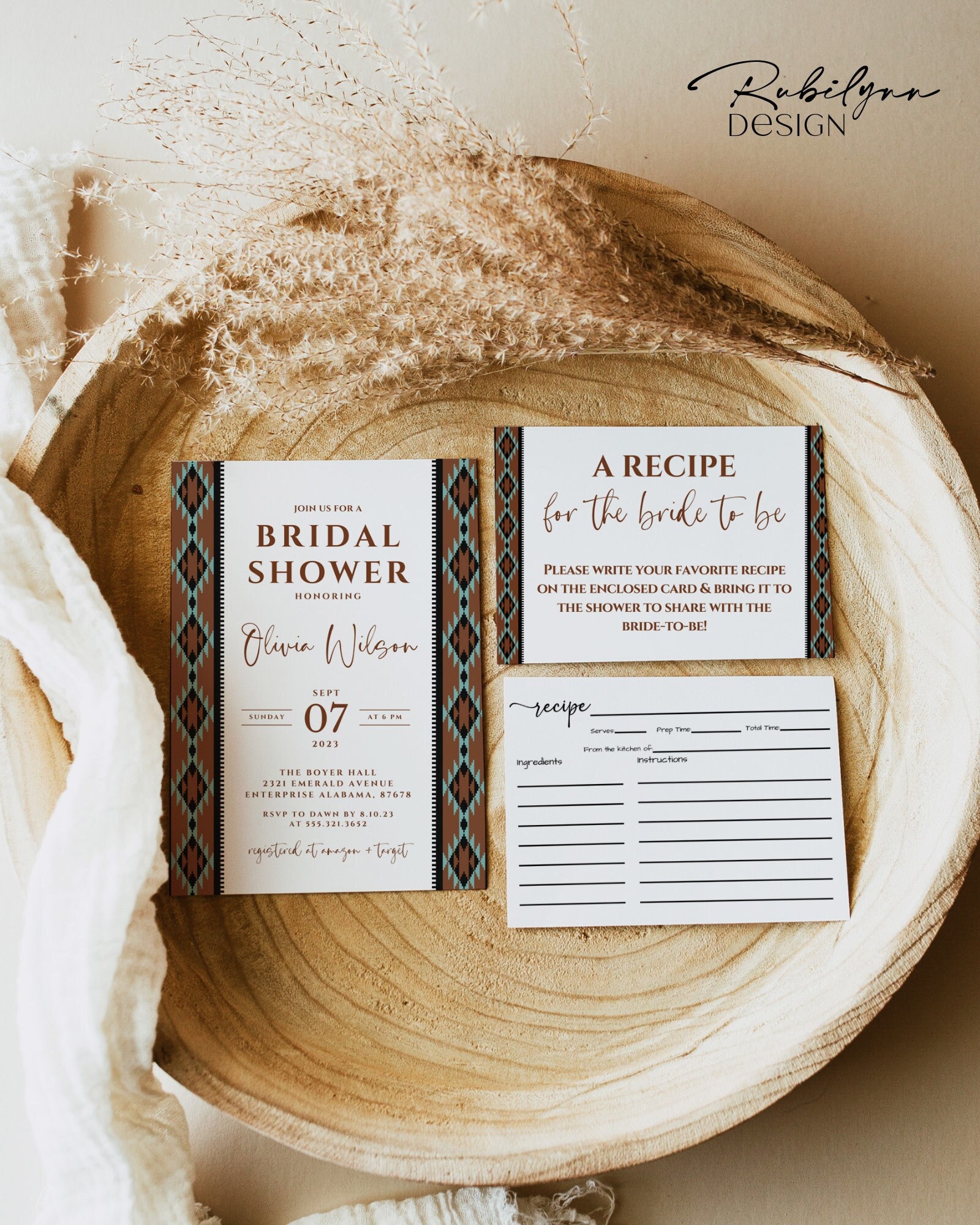 Southwestern Aztec Western Bridal Shower Invitation Suite, Terracotta ...