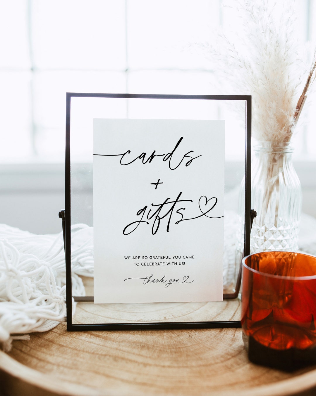 Cards and Gifts Sign Template, Modern Minimalist Wedding Sign, Wedding ...