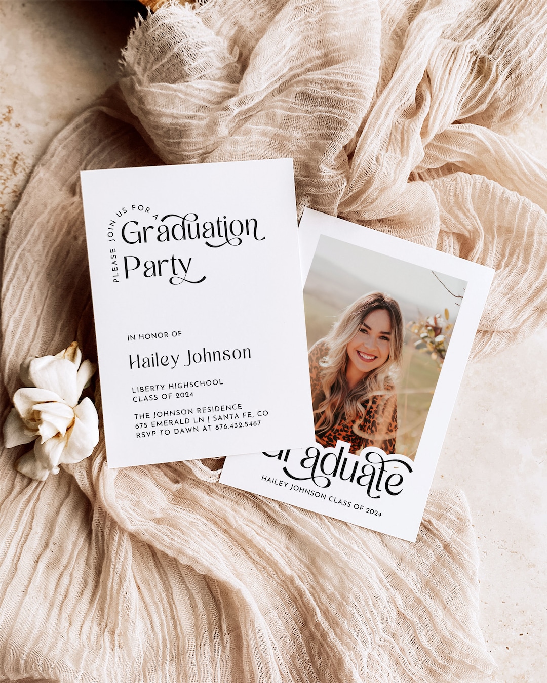 Modern Retro Photo Graduate Invite Printable Picture Highschool Grad ...