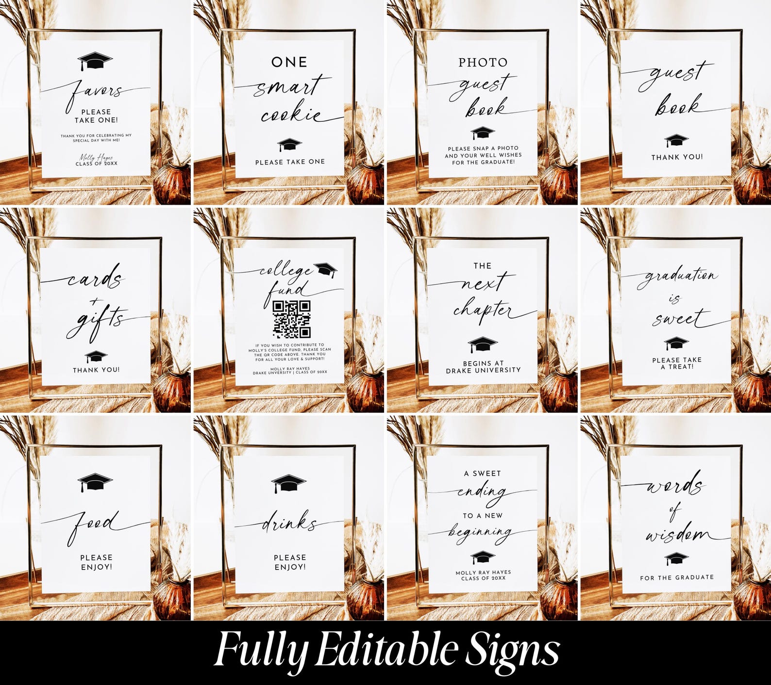 Graduation Party Sign Bundle, Editable Grad Party Templates, Printable ...