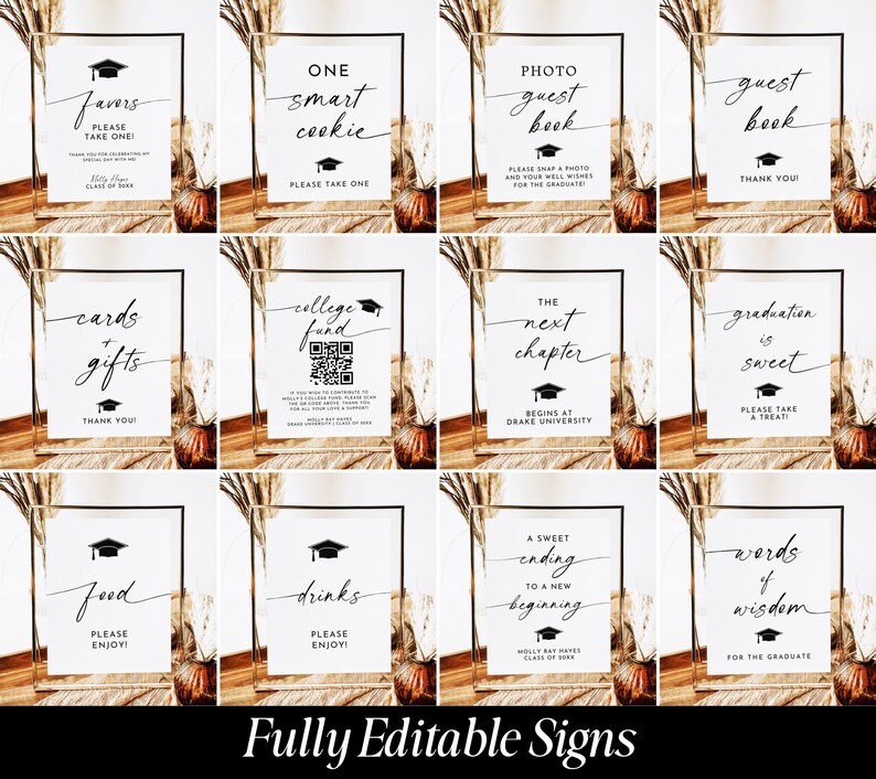 Graduation Party Sign Bundle, Editable Grad Party Templates, Printable ...