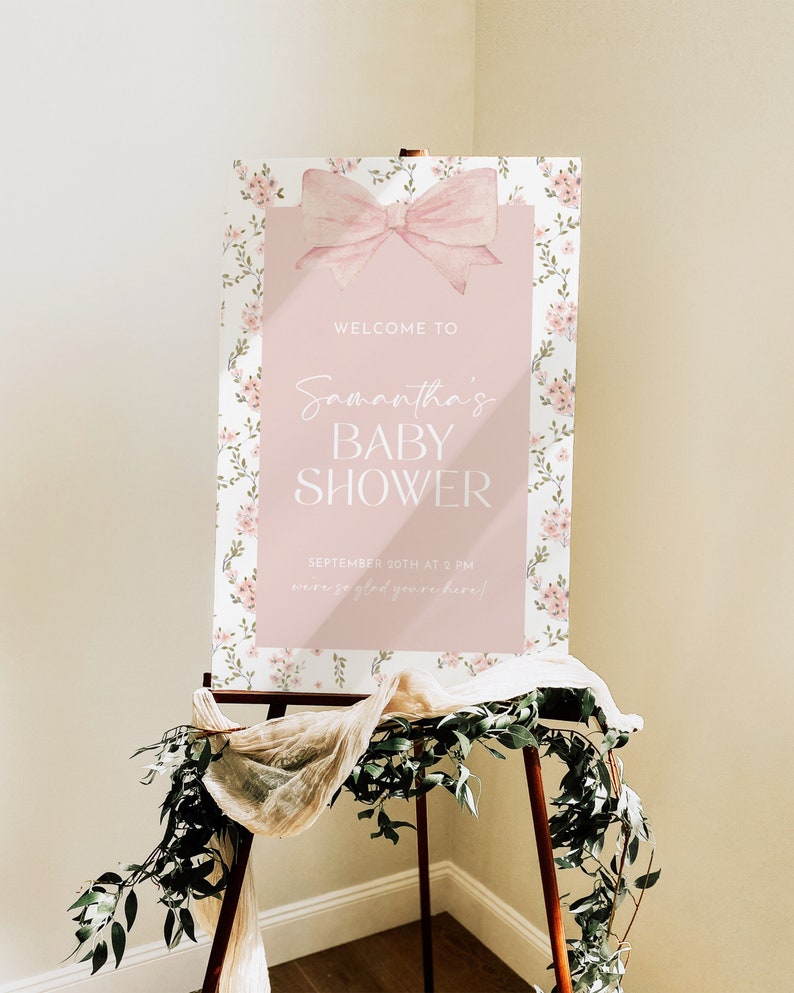 Shabby Chic Baby Shower Welcome Sign Template, Customizable Vintage ...