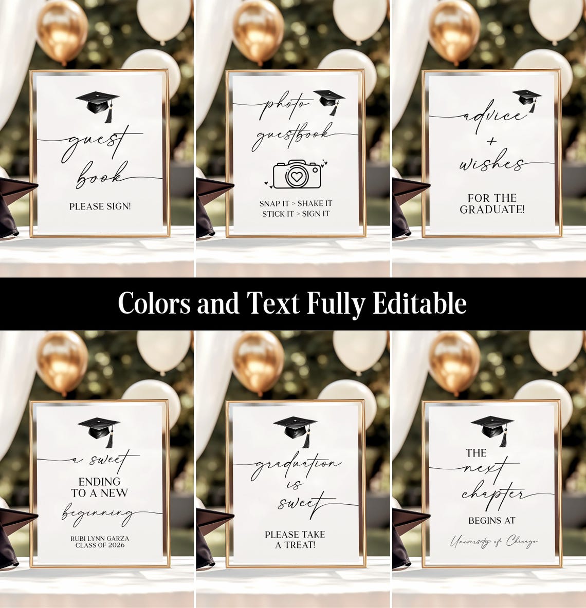 Graduation Party Sign Bundle Editable Grad Party Templates Printable ...