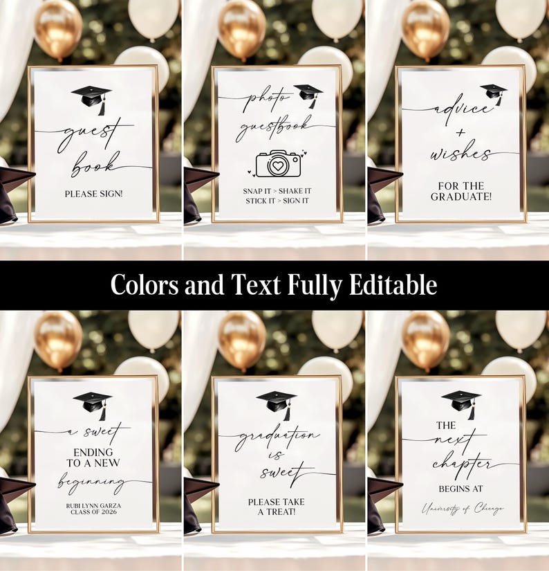 Graduation Party Sign Bundle Editable Grad Party Templates Printable ...